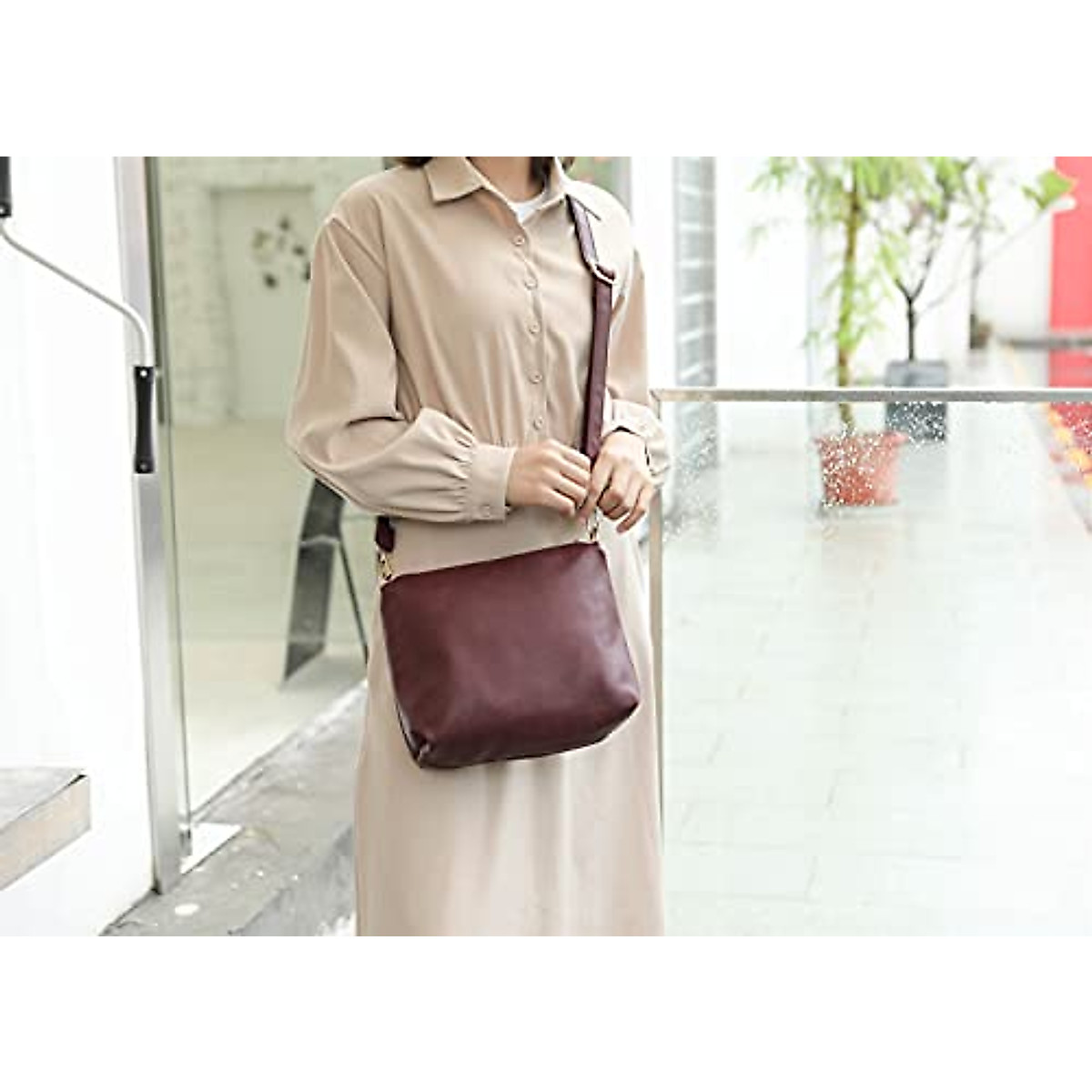 MKF Collection Tote Shoulder Bag for Women, Crossbody Purse & Wristlet -Pocketbook 3 PCs Handbag Set Beige