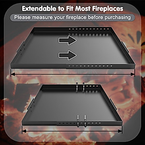 Air Jade Expandable Fireplace Tray, Galvanized Steel Fireplace Ash Tray with Handles for Collecting Ash, Adjustable Up to 31.5" Ember Holder Fireplace Ash Pan, Black, Trapeziform