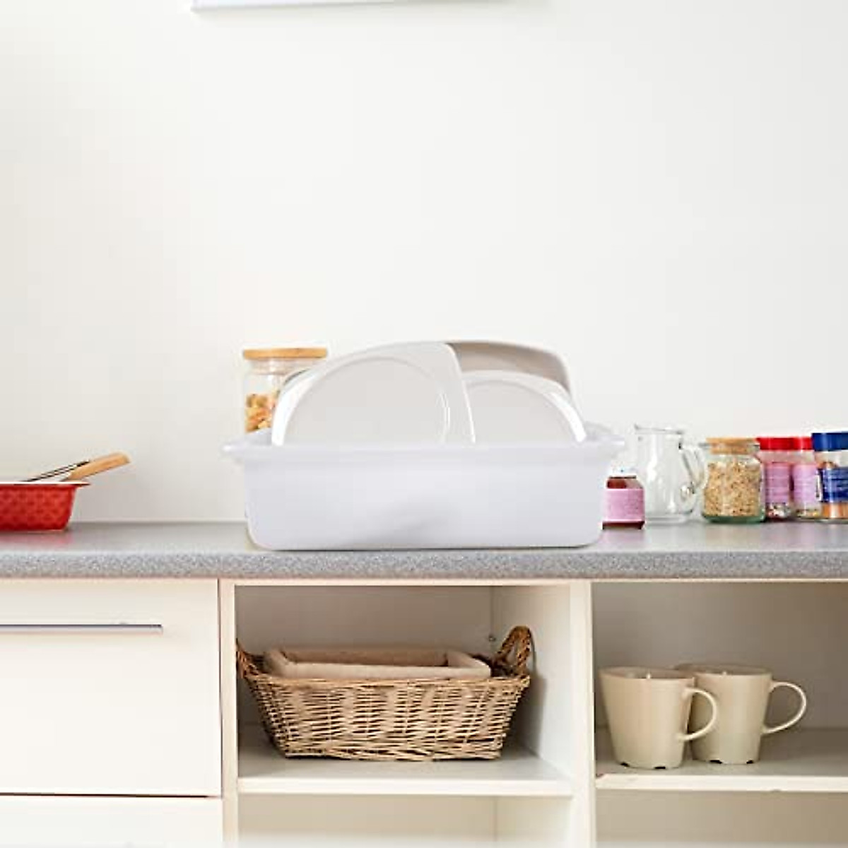 Leendines 13 Liters Plastic Bus Tray, Commercial Wash Basin Bus Tub Set of 4, White