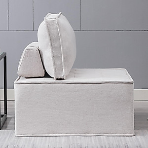 BALUS Modular Sectional Sofa Couch, 4 Seater Cozy Portable Couches, Armless Floor Sofa Couch, Soft Fabric Sofa Bed for Bedroom, Living Room and Sturdy Room, Free Combination, 4 PCS Beige