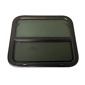 25.5" Width x 23.5" Height RV Window, Tiny House Vertical Slider W/Screen & Interior Camper Window Clamp Ring for 2" Wall Thickness Included, Teardrop Replacement Trailer Window