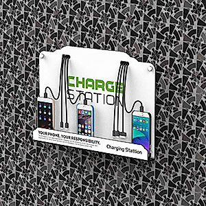 VIPATEY Wall Mounted Cell Phone Charging Station High Speed Cables with 8 Ports Applicable Airport Hospitals Banks Hotel Shopping Malls and Public Places