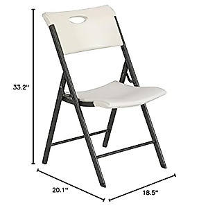 Lifetime Commercial Folding Chair, 20.1" D x 18.5" W x 33.2" H, Plastic, Almond
