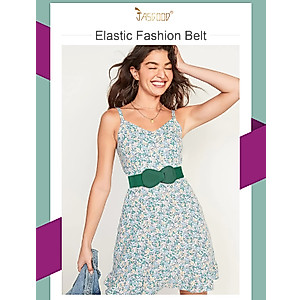 JASGOOD Women Stretchy Belt for Dresses Vintage Elastic Wide Waist Belt, Halloween Cosplay Belt, A-Green