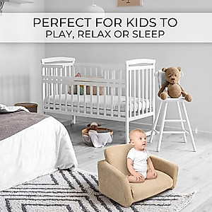 ZICOTO Comfy Kids Chair for Toddler - Convertible 2 in 1 Lounger Easily Unfolds Into a Super Soft Couch to Sleep On - Modern Fold Out Sofa for Babies Fits Nicely with Any Decor