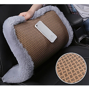 YUNZLAN Fluffy Imitation Rabbit Fur car Front or Rear seat Cushions Winter Warm and Comfortable Thickening car seat Cover car Interior Accessories 1pcs (Front seat, Grey)