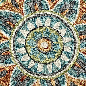LR Home Dazzle Area Rug, 6' Round, Teal/Green