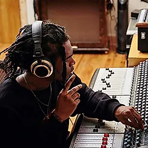 Status Audio CB-1 Closed Back Studio Monitor Headphones with 50mm Drivers - for Music Production, Mixing, Mastering and Audiophile Use (Black & Gold)