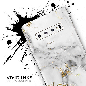 DesignSkinz Marble & Digital Gold Foil V8 Protective Vinyl Decal Wrap Skin Cover Compatible with The Samsung Galaxy S20 (Screen Trim & Back Glass Skin)