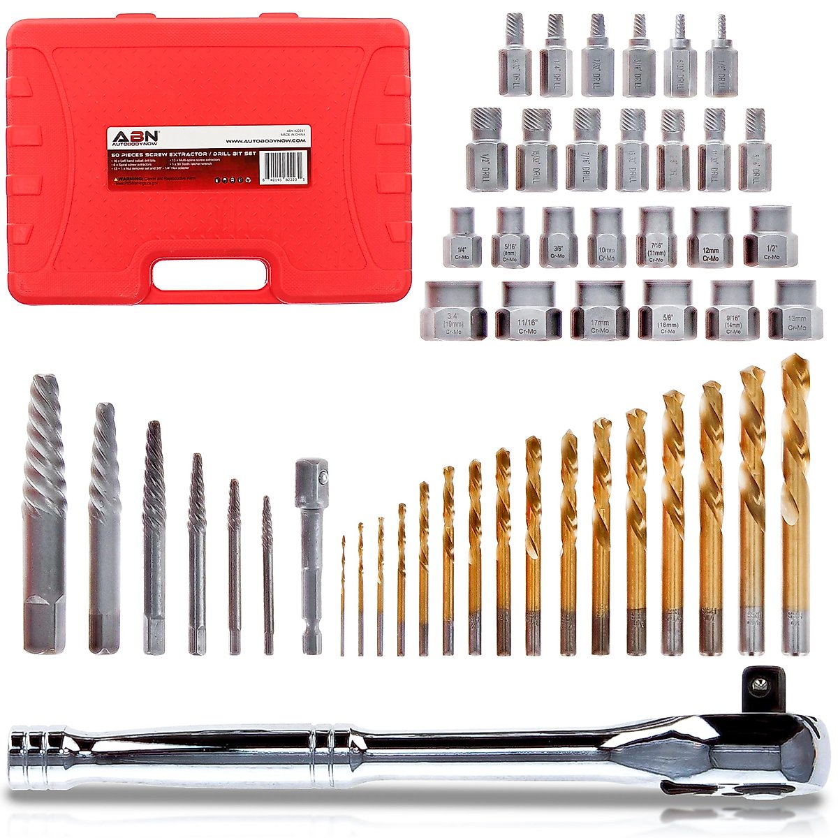 ABN 50pc Screw Bit Extractor and Assorted Drill Bit Kit - Damaged Screw Extractor Impact Bits with Bolt Extractor Set