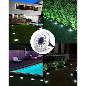 Biling Solar Outdoor Lights 12 Pack, Bright 12 LEDs Solar Ground Lights Waterproof, Flat Pathway Lights Solar Powered for Yard Walkway Garden Driveway (White)