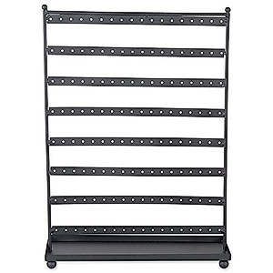DII Home Traditions Z02013 Earring Organizing Wire Metal Jewelry Tower or Stand with Tray, 16.5" Tall, Black