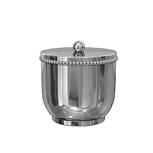 nu steel 18/8 Stainless Steel Chic Collection Beaded Q-tip Dispenser for Bathroom, Vanity Storage Organiser, Canister Jar Swabs, Cotton Balls, Shiny Finish, Clear