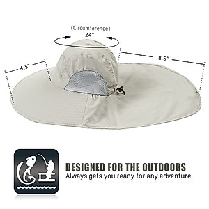 Outdoor Sun Hat for Men with 50+ UPF Protection Safari Cap Wide Brim Fishing Hat with Neck Flap, for Dad Army Green