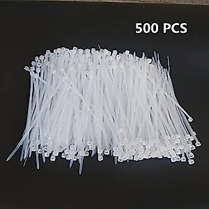 Zip Ties 500 pcs 4 inch Cable Zip Ties Heavy Duty, Premium Plastic Wire Ties with 40 LBS Tensile Strength, UV Resistant Cable Ties, Self-Locking White Nylon Tie Straps