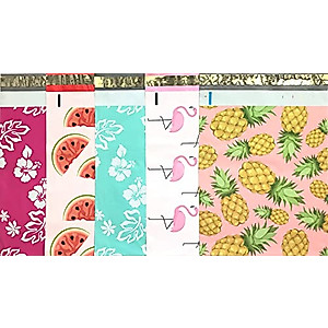 Designer Poly Mailers 10x13: Sample Variety Pack ~ Anchor, Daisy, Hibiscus, Arrow, Cactus, Pink & Mint Aloha, Watermelon, Flamingo, Pineapple Printed Self Sealing Shipping Poly Envelopes Bag (30 Pcs)