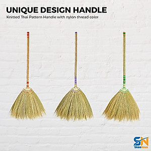 Kalokekala SN SKENNOVA Asian Broom for Cleaning Floor Handheld Household Broom for Outdoor and Indoor House Broom Hardwood Sweeper with Brush Power and Circle Cleaning Green