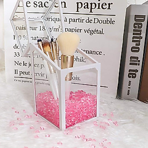 OUTUXED 1500pcs Pink Diamonds 0.3"(8mm) Crystal Gems Plastic Decor Vases Filler Light Crystal Clear Diamond for Party Decoration Table Scattering Wedding Bridal Shower