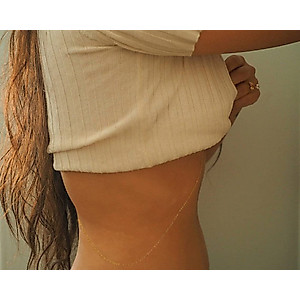 Gold Body Necklace for Women, Sexy Bikini Chain Body Necklace,(Clear Crystal）