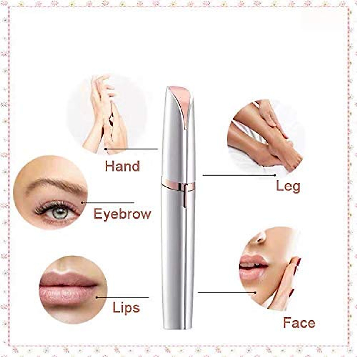 GoldTech Products Eye Brow Trimmer, Eyebrow Hair Remover, Portable Eyebrow Epilator Razor Pen with LED Light, Eyebrow Shaver Tool for Eye Brows, Face, Lips, Nose, Rose Gold with 18K Plated Tip