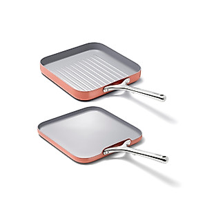 Caraway Griddle Pan & Grill Pan Duo - Non-Stick Ceramic Coated - Non Toxic, PTFE & PFOA Free - Oven Safe & Compatible with All Stovetops – Perracotta