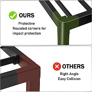 Firpeesy 18 Inch Full Size Bed Frame Metal with Sturdy Steel Round Corner Leg, 3500 lbs Heavy Duty Metal Full Platform Bed with Steel Slats Support，Black Full Bedframe，No Box Spring Needed