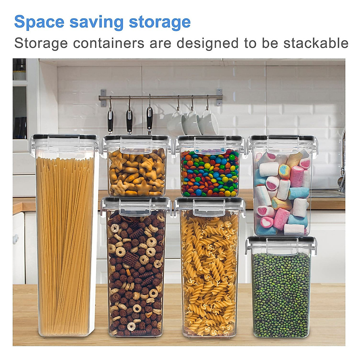 TINGFENG 8 PCS Airtight Food Storage Containers with Lids, BPA Free Plastic Storage Containers with Lids Food Container Sets