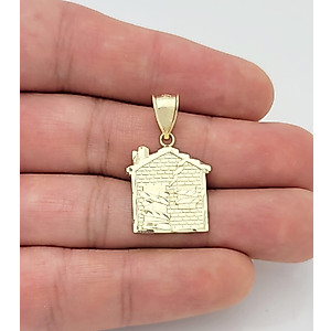 AMZ Jewelry 10K Yellow Gold Trap House Pendant Gold Pendant Hip Hop 1.1 inch x 0.7 inch