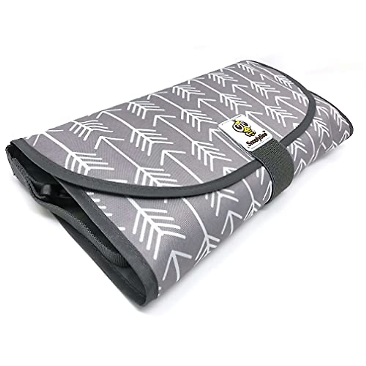 SnoofyBee - Portable Baby Changing Station: Compact, Clean-Hands Design with Dual Storage Pockets - Waterproof & Stylish (Grey Arrow)