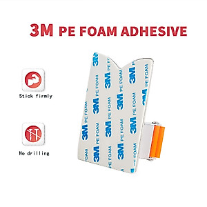 VHIEDN Broom Mop Holder Wall Mounted, Stainless Steel Adhesive Single Broom Hanger Hook for Bathroom Kitchen Garage Closet RV Organizer, V-Shape Orange, 2 Pack