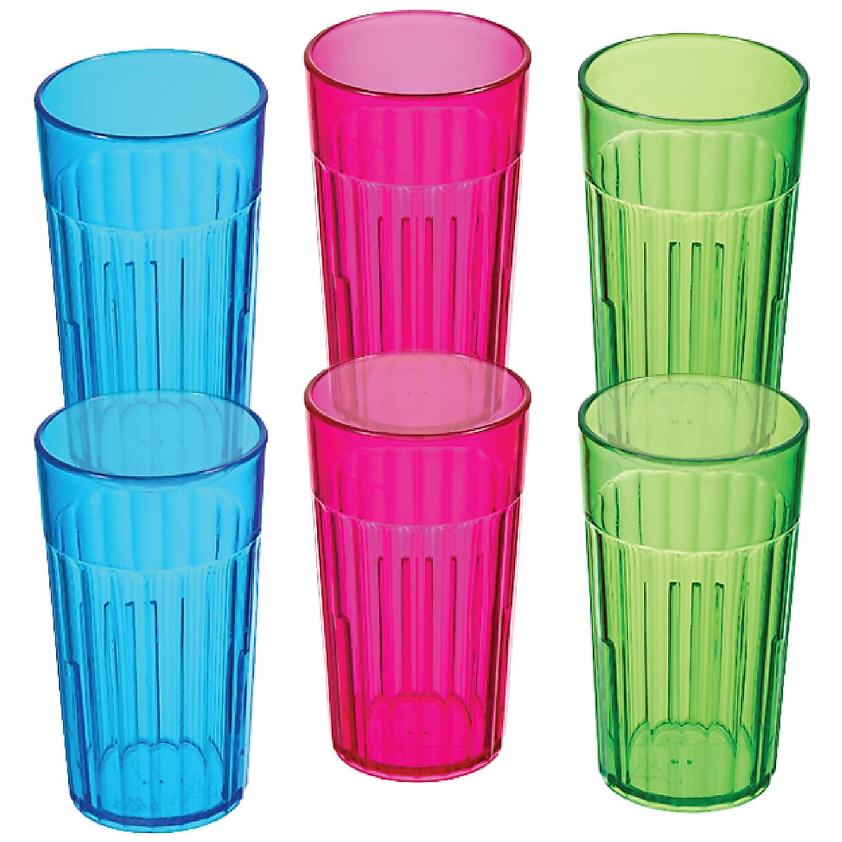 Arrow Home Products 6 oz Rainbow Plastic Tumblers, Set of 6 - Made in the USA, BPA Free Plastic - Break-Resistant Plastic Drinking Glasses for Indoor & Outdoor Use - Dishwasher Safe, Assorted Colors