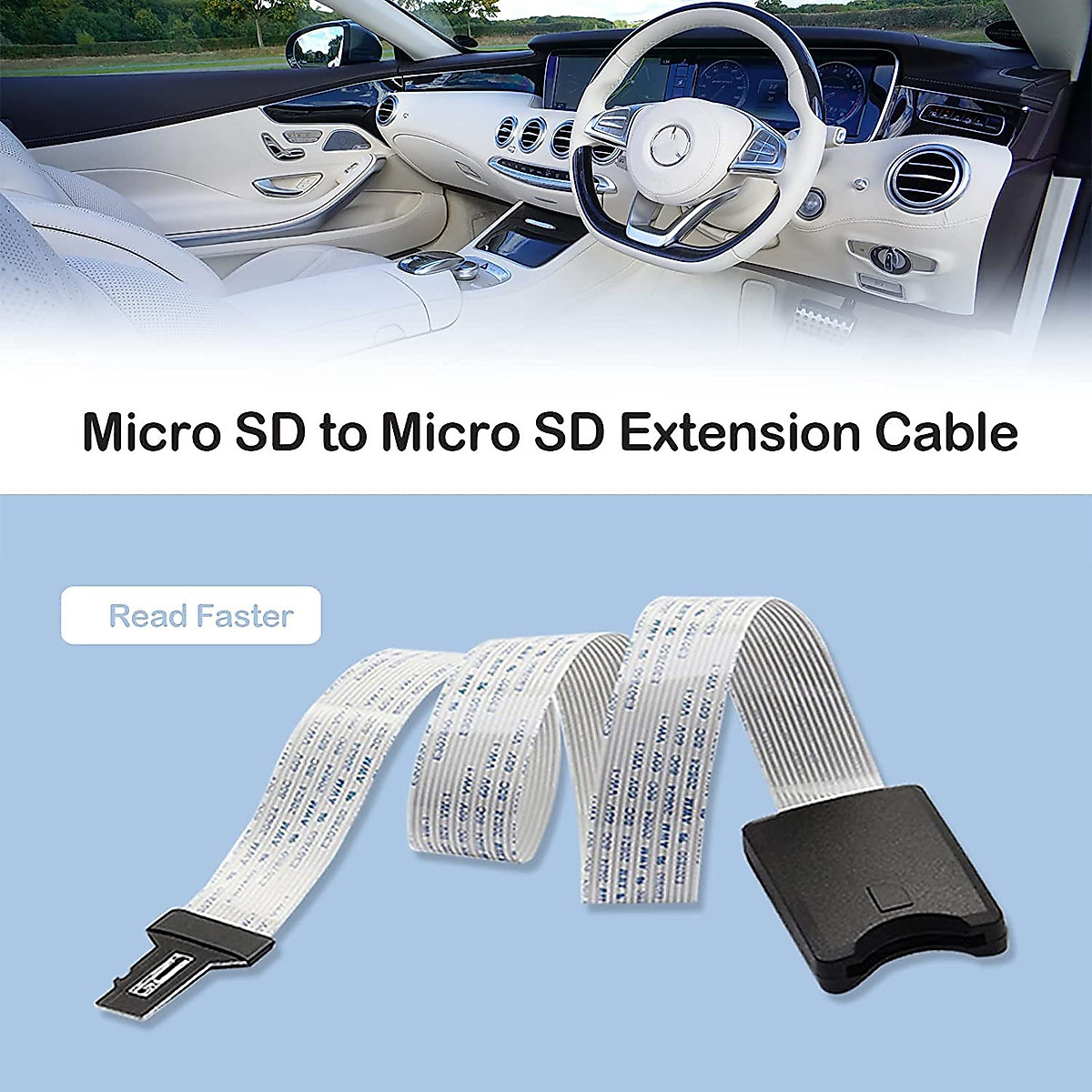 ASHATA Mini SD to Mini SD Card Extension Cable Adapter Flexible Extender with Case, TF to TF Extender Cable for 3D Printer/Car/GPS/Camera/DVD/DVR/LED Display Board (60CM)