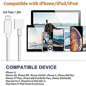 DESOFICON iPhone Charger Extension Cable Compatible with iPhone/iPad, Extender Dock Cable for Male to Female Cable Extension Adapter Pass Video, Data, Audio(6.6FT/2M White)
