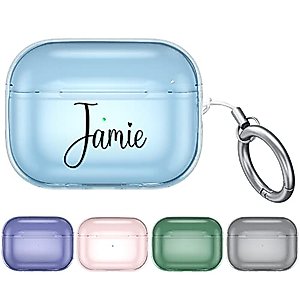 KEAECIZ Personalized Custom Case for AirPods Pro (2nd Generation),Custom Text Clear Soft TPU Protective Cover Design Your Own AirPods Pro 2022 Headphone Cases with Keychain