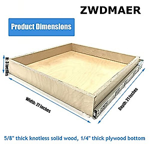 ZWDMAER 27”W x 21”D Wood Pull Out Cabinet Organizer, Soft Close Slide Out Storage Drawer Shelves Roll Out Tray Shelving for Kitchen Bathroom Vanity Under Sink Pantry (27" x 21")