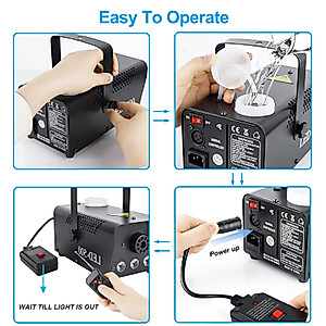 Fog Machine, Vangoa 500W Fog Smoke Machine with 3 LED Lights, 3000CFM Fog Disinfection with Wired Receiver and Wireless Remote Control, Perfect for Wedding Halloween Christmas Party Stage Effect