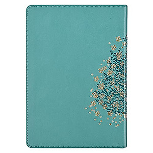 Christian Art Gifts Classic Journal Be Still And Know Psalm 46:10 Floral Inspirational Scripture Notebook, Ribbon Marker, Teal/Gold Faux Leather Flexcover, 336 Ruled Pages