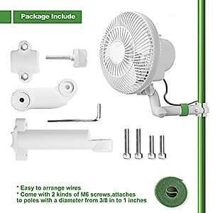 LINCHOC GARDEN Grow Tent Oscillating Fan,6 inch Copper Wire Motor Pole Mount monkey Fan for Grow Tents with 2 Speed 120v 25w Clip On (2 PACK)