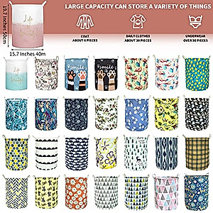 Aouker Merdes 19.7’’ Waterproof Foldable Laundry Hamper, Dirty Clothes Laundry Basket, Linen Bin Storage Organizer for Toy Collection(Life Pink)