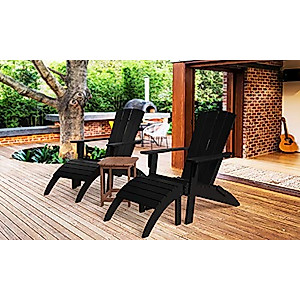 PolyTEAK Outdoor Ottoman, Real Wood Look, All-Weather Outdoor Patio Foot Stool, Outdoor Firepit Foot Rest for Adirondack Chairs (White)