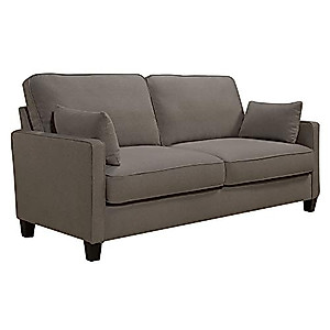 Serta Nina Modern Fabric Upholstery Sofa Collection Padded Shelter Arms, Solid Wood Legs, Couch for Living Room, Track, Ash Gray