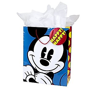 Hallmark Disney 15" Extra Large Gift Bag with Tissue Paper (Mickey Mouse) for Birthdays, Kids Parties or Any Occasion