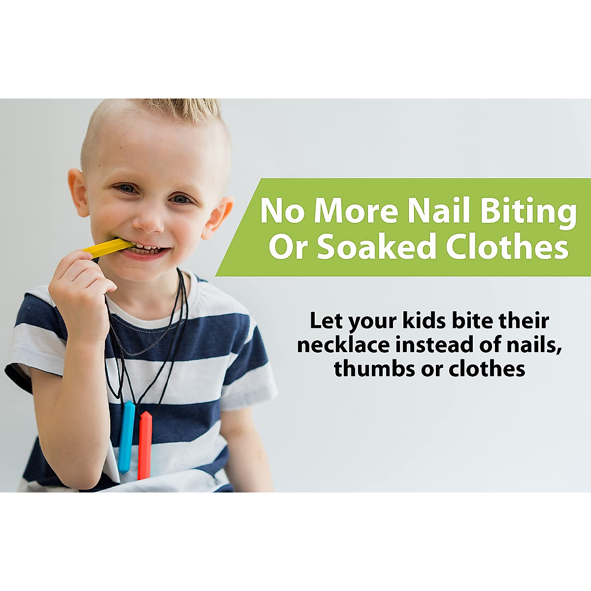 Tilcare Chew Chew Pencil Sensory Necklace 3 Set - Best for Kids or Adults That Like Biting or Have Autism – Perfectly Textured Silicone Chewy Toys - Chewing Pendant for Boys & Girls - Chew Necklaces