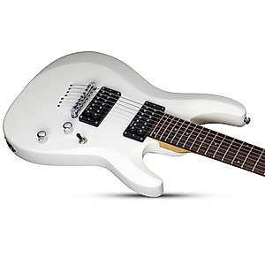 Schecter C-7 DELUXE Satin White 7-String Solid-Body Electric Guitar, Satin White