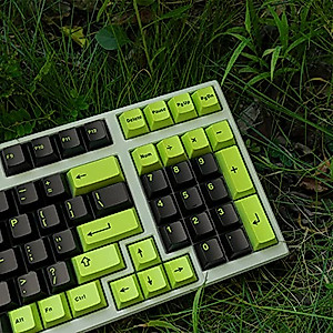mintcaps Doubleshot Keycaps Green Black Keycaps 121 Keys Cherry Profile Custom Keycaps Set for Cherry MX Gateron Switches Mechanical Keyboards
