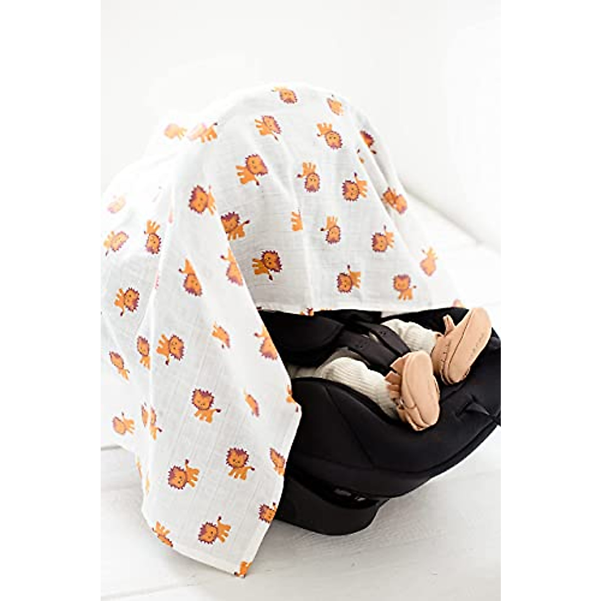 CuddleBug Muslin Baby Swaddle Blankets for Boys and Girls Size Large 4 x 4 Feet – Muslin Cotton 4 Pack (Safari Friends)