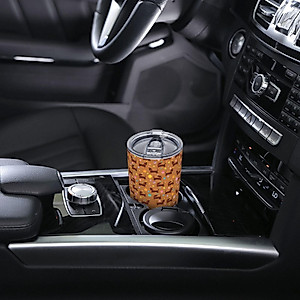 VOSERY Dachshund Dog Puppy No.1036 Cute Tumbler with Lid and Straw, 20 Oz Stainless Steel Insulated Tumbler Water Bottle Cup, Travel Coffee Mug Personalized Tumbler