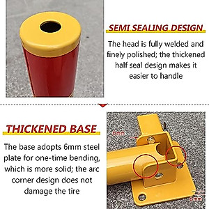 TzUfa Car Parking Space Lock Bollard, High Visibility Yellow and Red Lockable Fold Down Car Parking Barrier Post, Private Car Park Driveway Guard Saver Blocker with Locking Base (Color : Red)