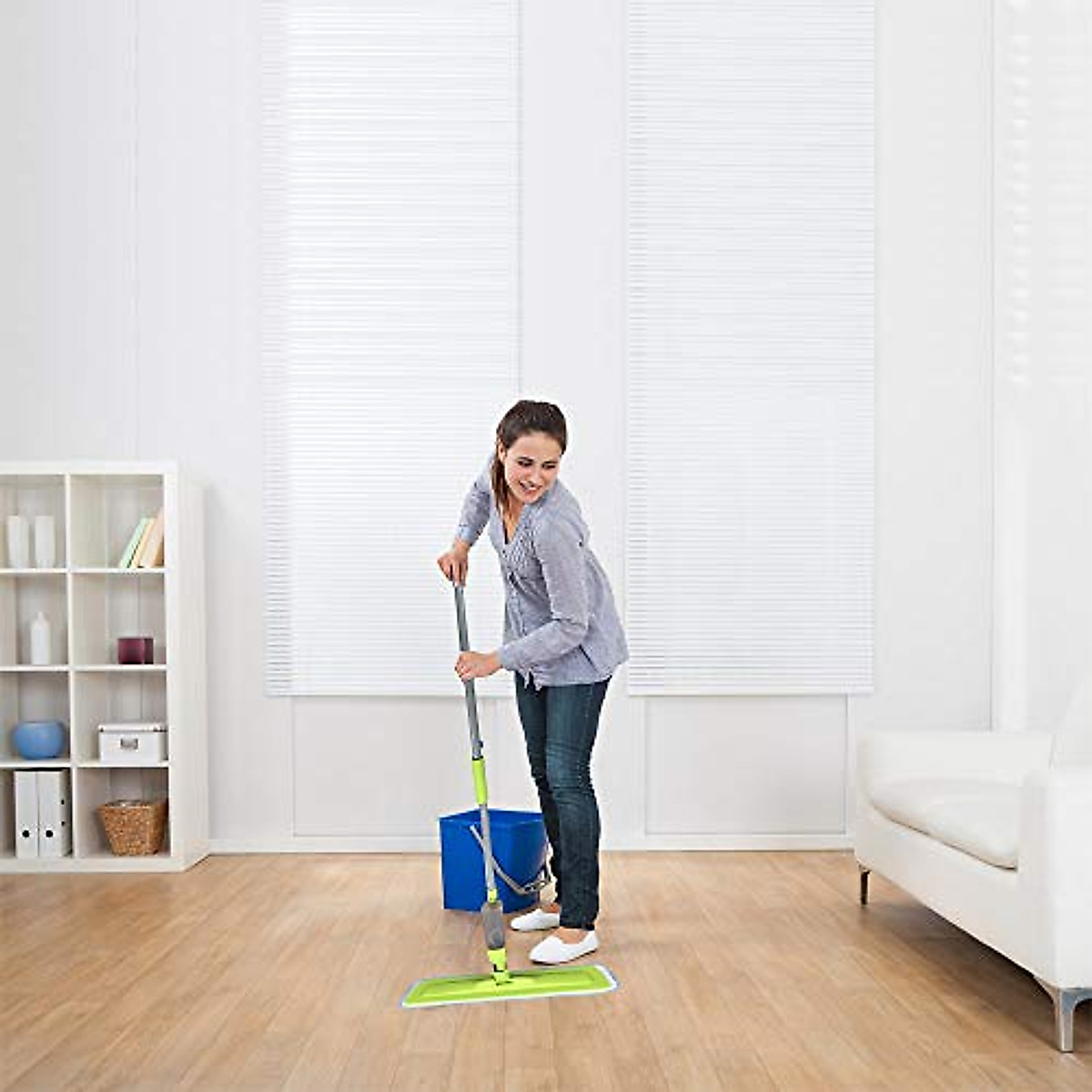 Microfiber Spray Mop Replacement Heads for Wet/Dry Mops Compatible with Bona Floor Care System 3 Pack (Blue)