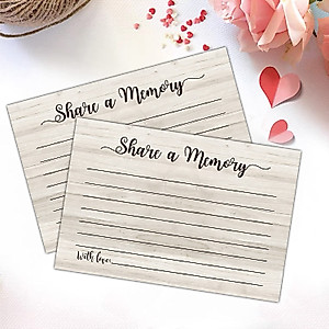 Share a Memory Cards, 50 Cards, Memory Card for Celebration of Life, Graduation, Wedding, Retirement, Going Away Party, 4 x 6 inch, Wood grain